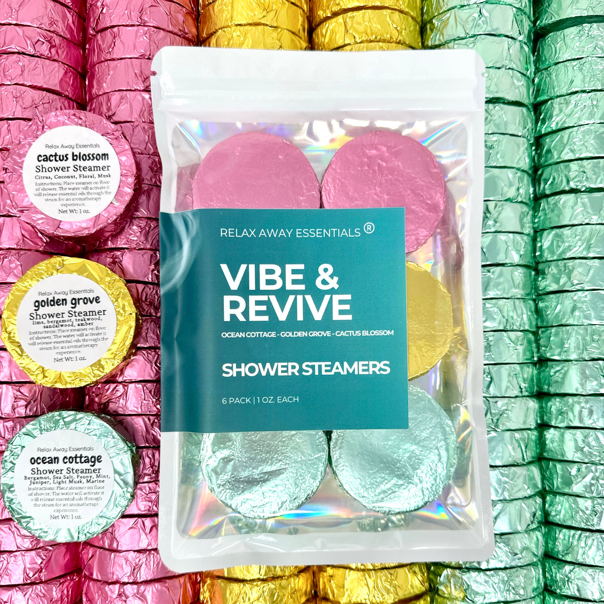 Vibe and Revive Shower Steamers 6 Pack – Relax Away Essentials